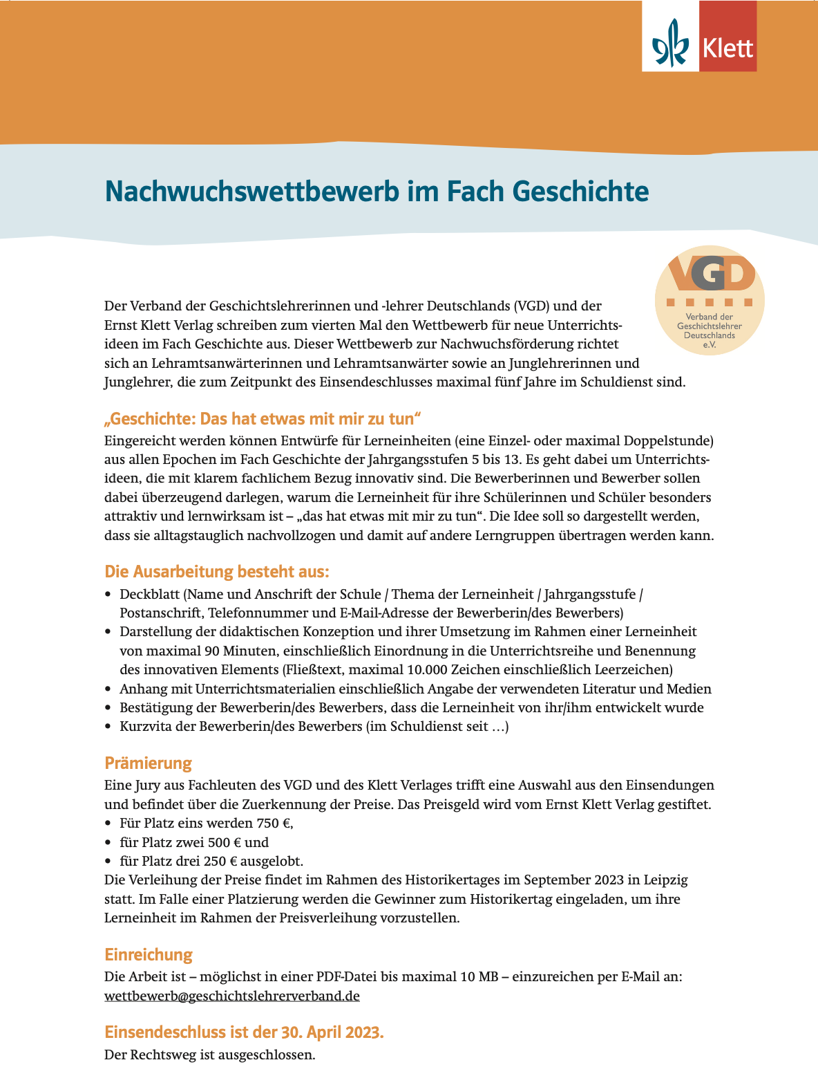 Neue Ausschreibung des Nachwuchswettbewerbs für neue Unterrichtsideen ... Neue Ausschreibung des Nachwuchswettbewerbs für neue Unterrichtsideen ...